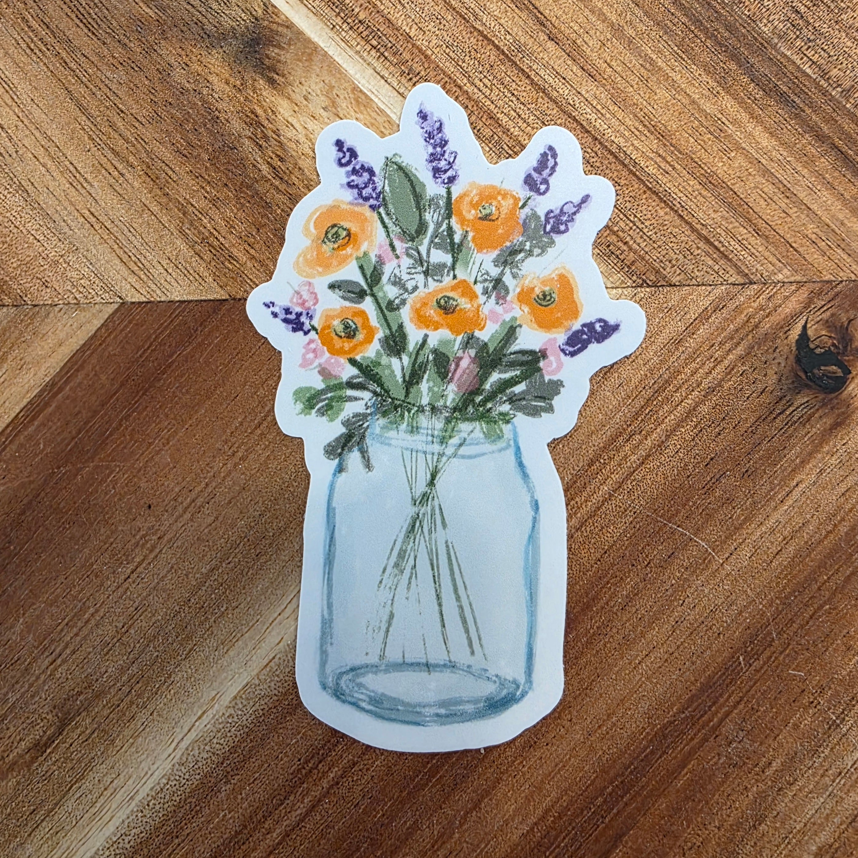 Mason Jar Flower Bouquet Sticker – Gem Garden Arts