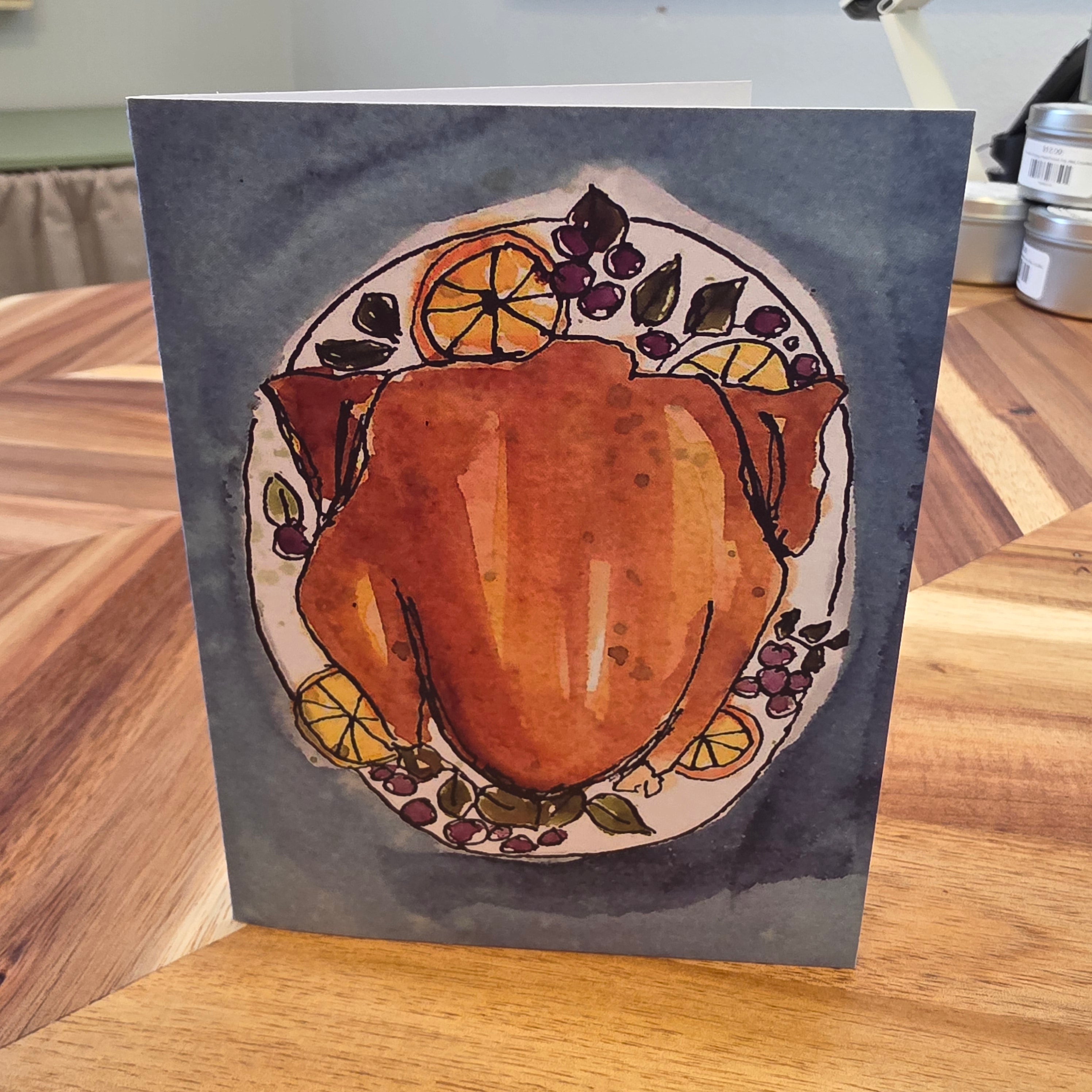Turkey Dinner Thanksgiving Card – Gem Garden Arts